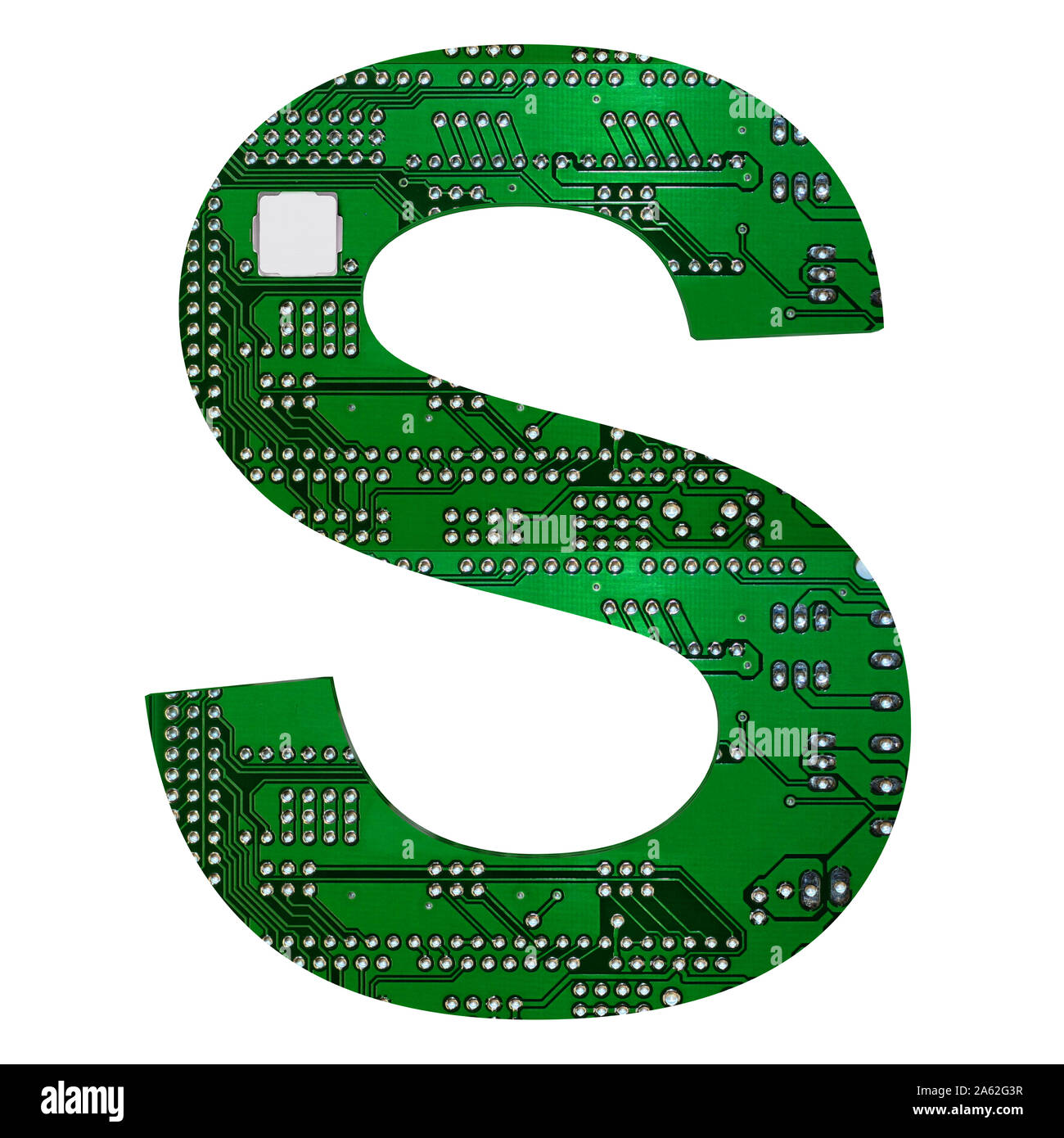 Letter S, Alphabet in circuit board style. Digital hi-tech letter ...
