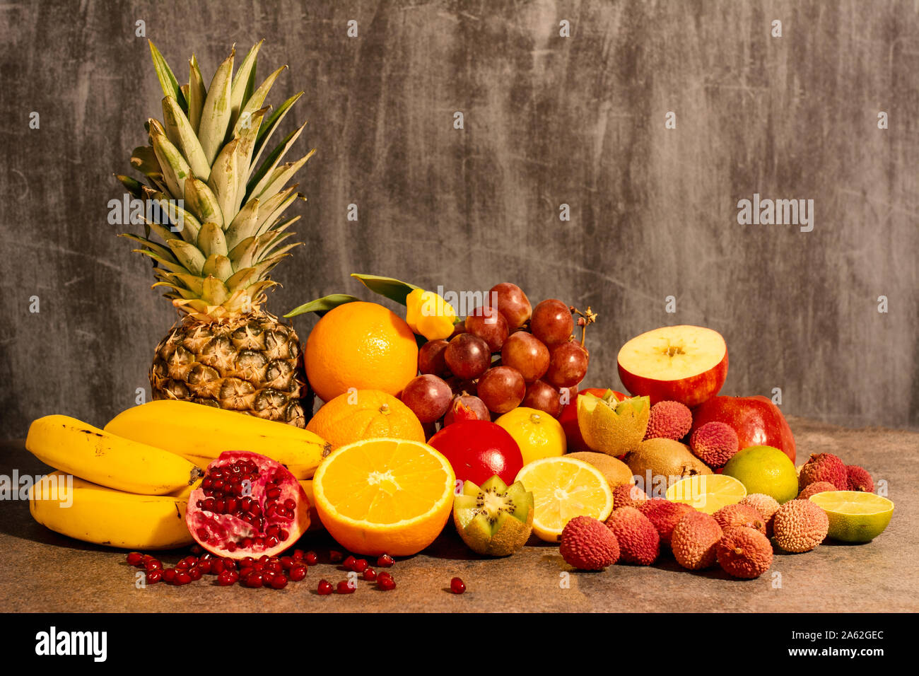 Forest fruit ice cream with a juicy red color, in transparent bowls ...