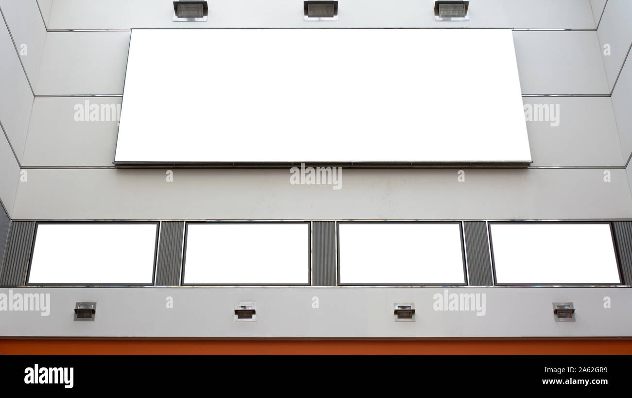 Rectangular White Mockup Poster City Advertisement Isolated in the mall ...