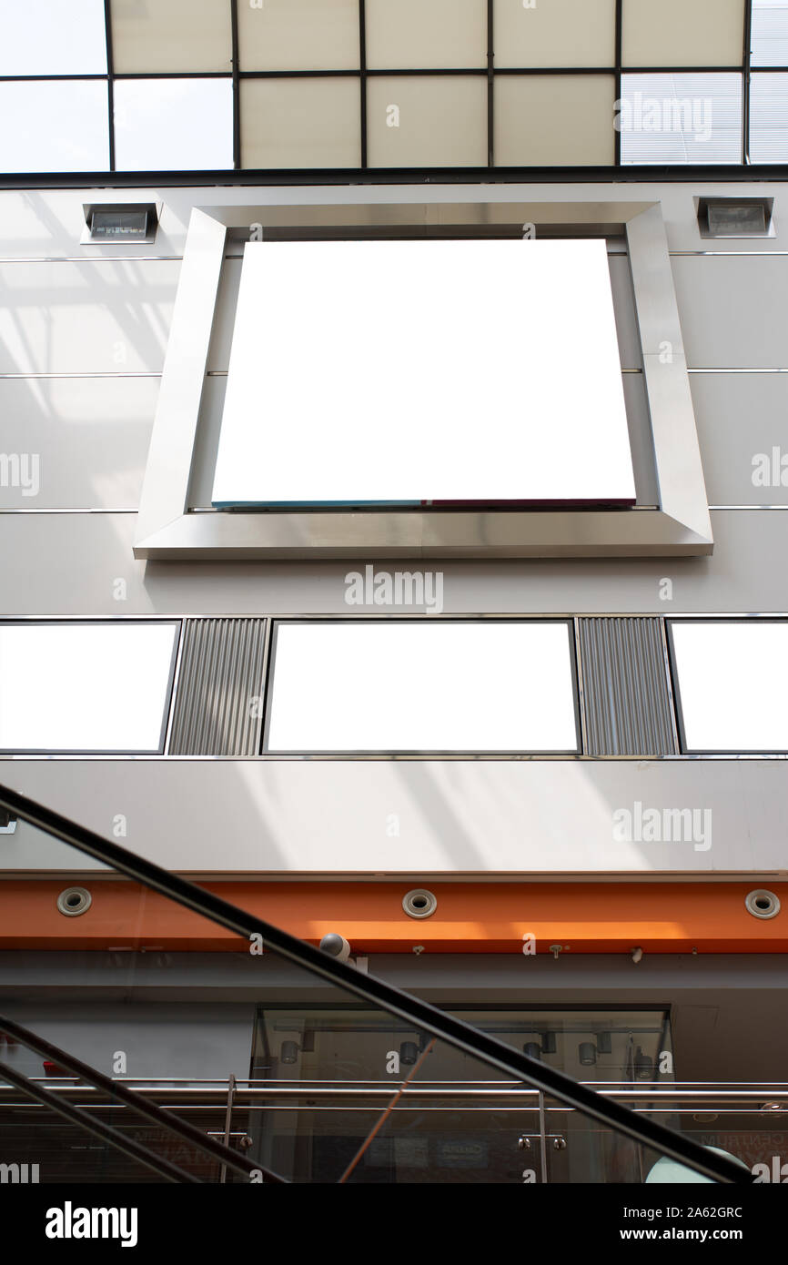 Rectangular White Mockup Poster City Advertisement Isolated in the mall ...