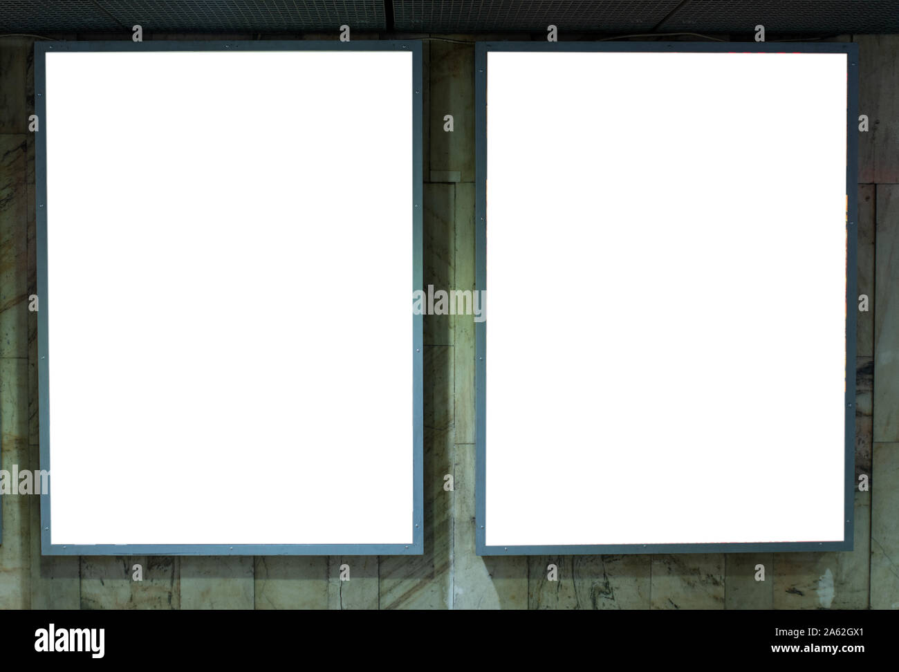 Rectangular White Mockup Poster City Advertisement Isolated in the mall ...