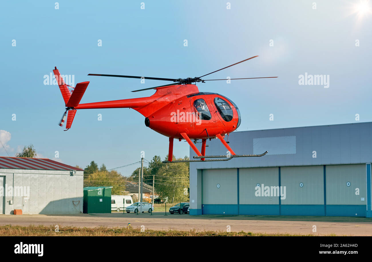 small commercial helicopter at the airport Stock Photo - Alamy