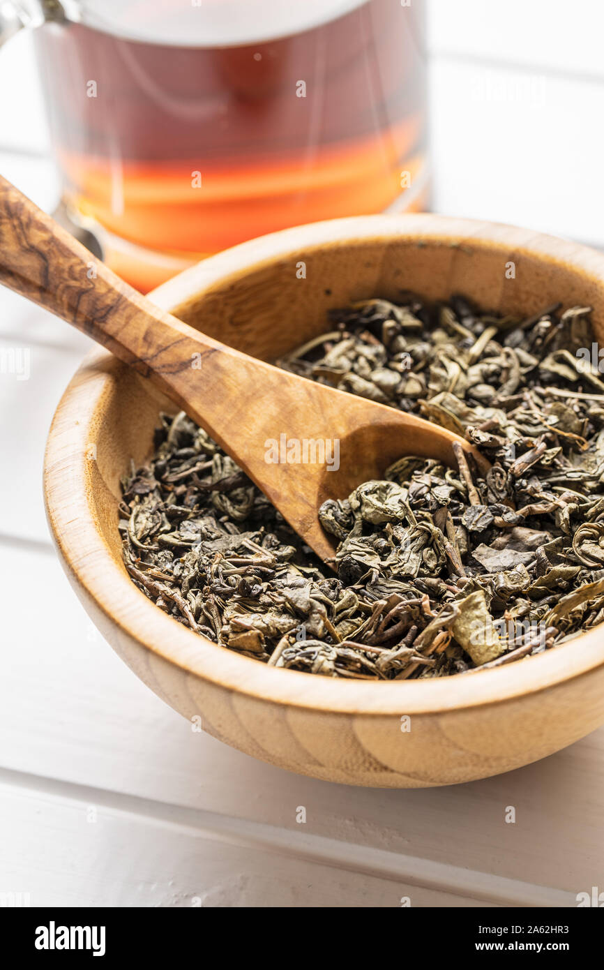 Dried green tea leaves in hi-res stock photography and images - Alamy