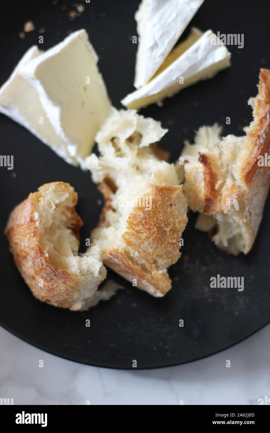 Delicious Fresh Crunchy French Baguette with Cheese Brie. Artisan ...