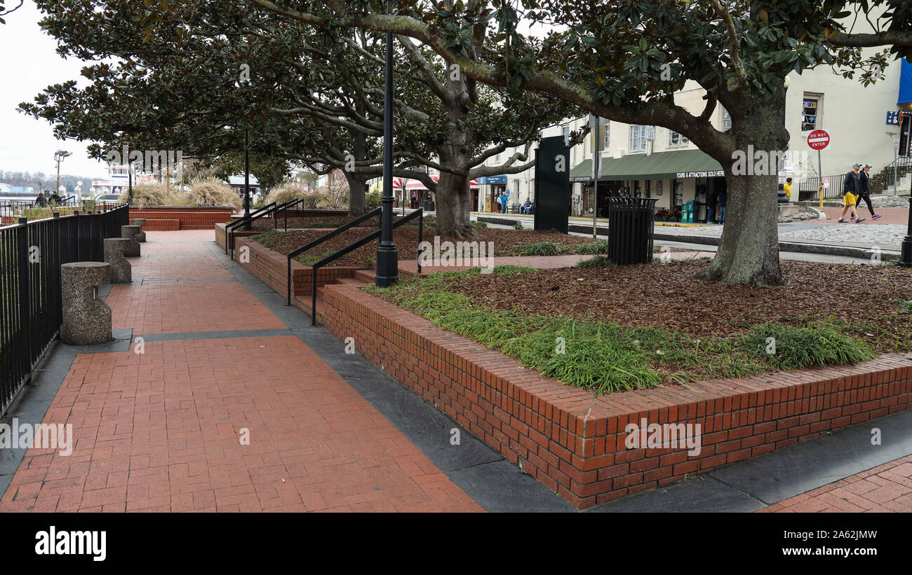 Brick sidewalk in Savannah by the River Stock Photo - Alamy