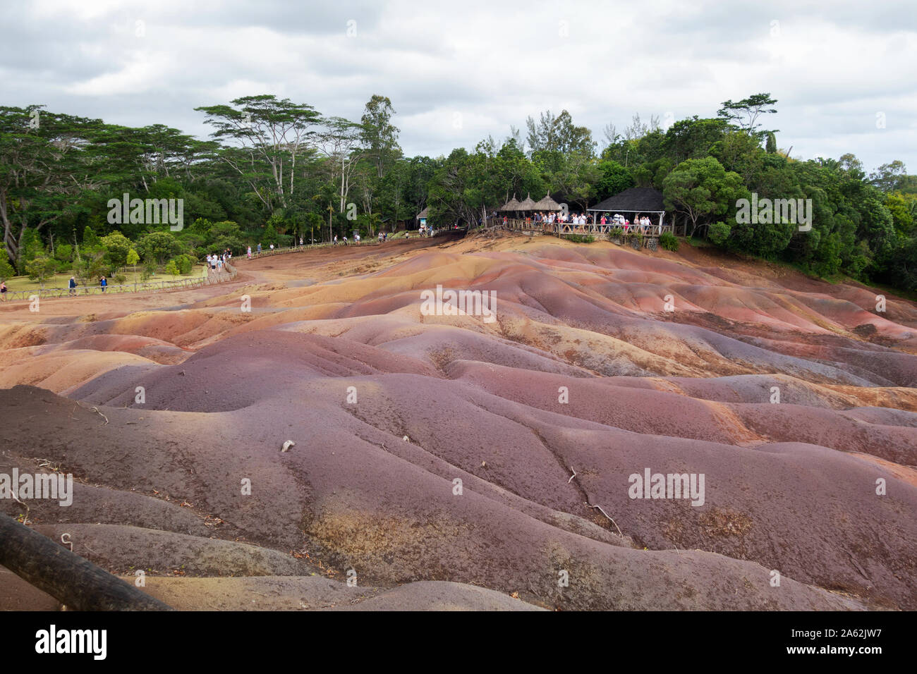Mauritius 7 coloured earths - people looking at the volcanic soil ...