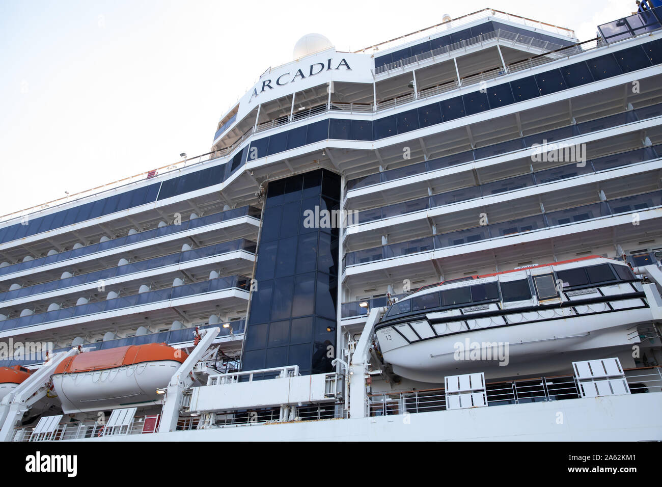 Crew from Arcadia painting its exterior in Sept Iles in Canada Stock ...