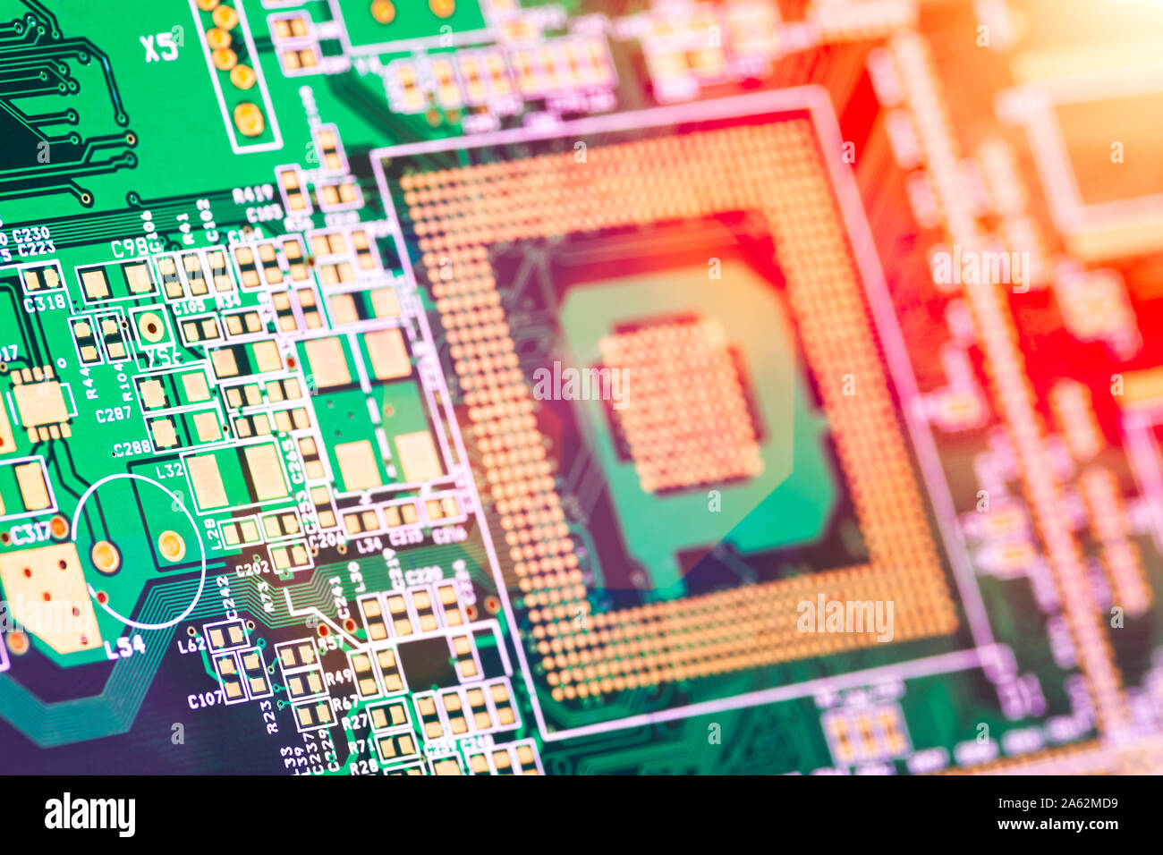 Printed circuit board, technology and communication concept background ...