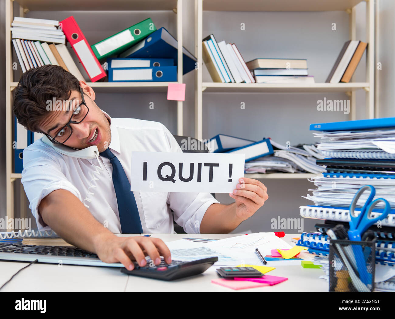 The busy frustrated businessman angry in the office Stock Photo - Alamy