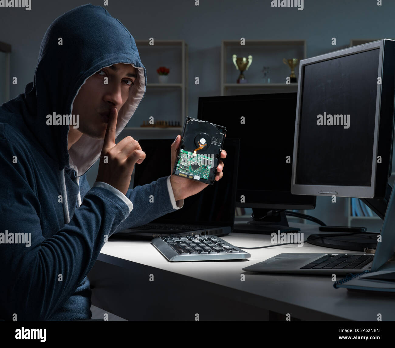 The hacker hacking computer at night Stock Photo - Alamy