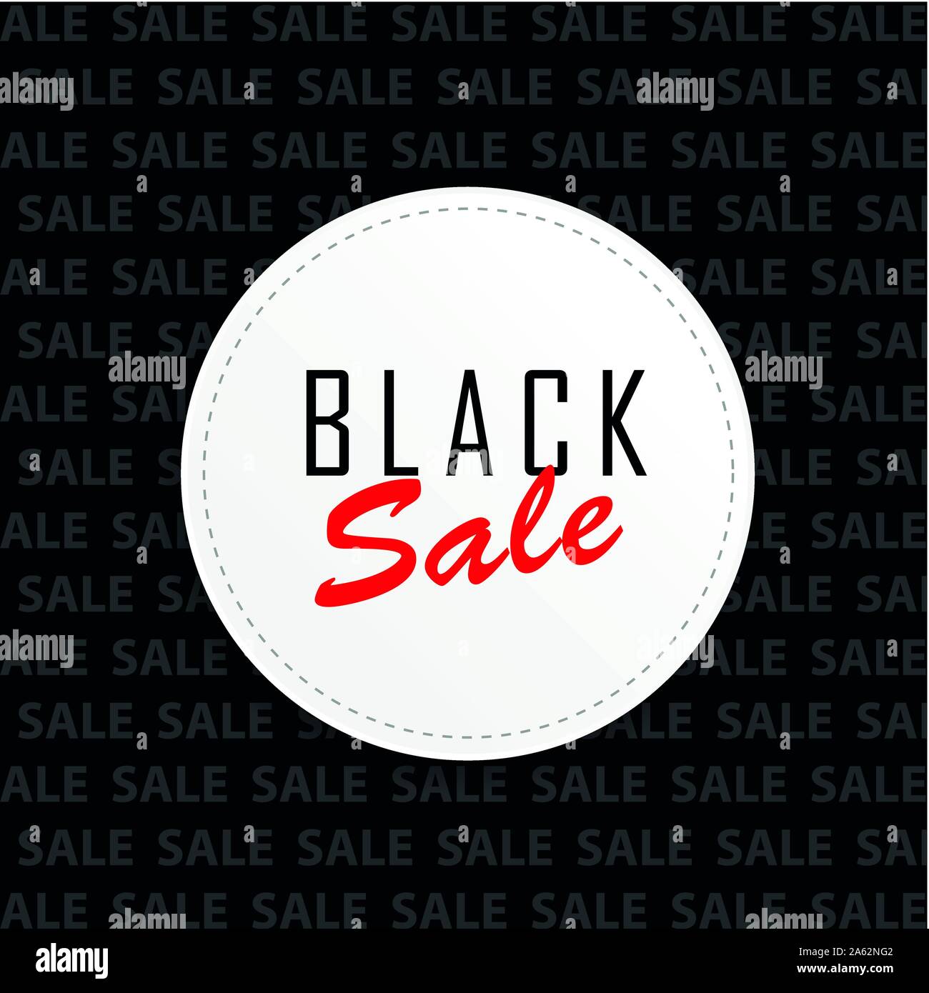Black sale advertising round tag on black background vector ...