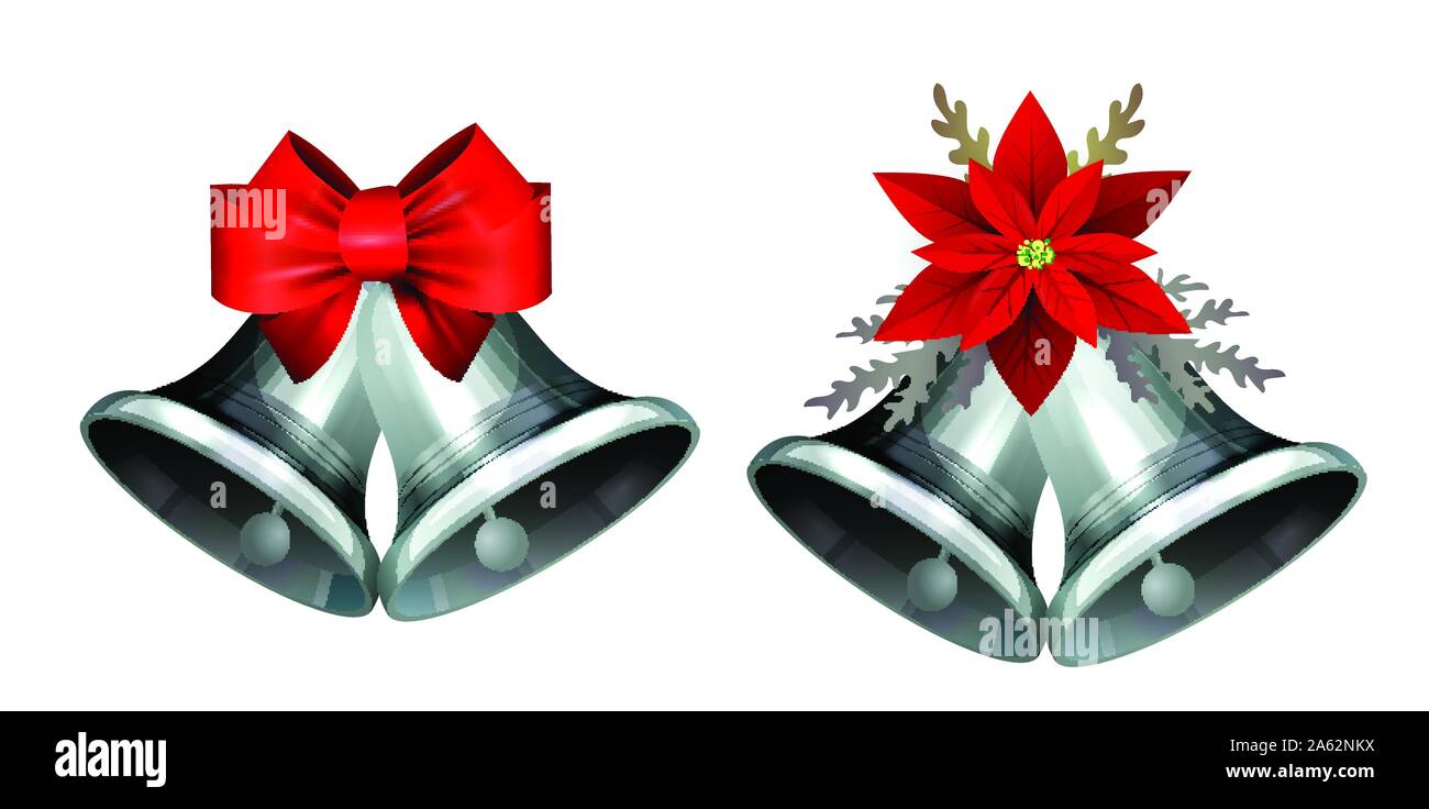 Realistic silver bell isolated on white Stock Vector Image & Art - Alamy