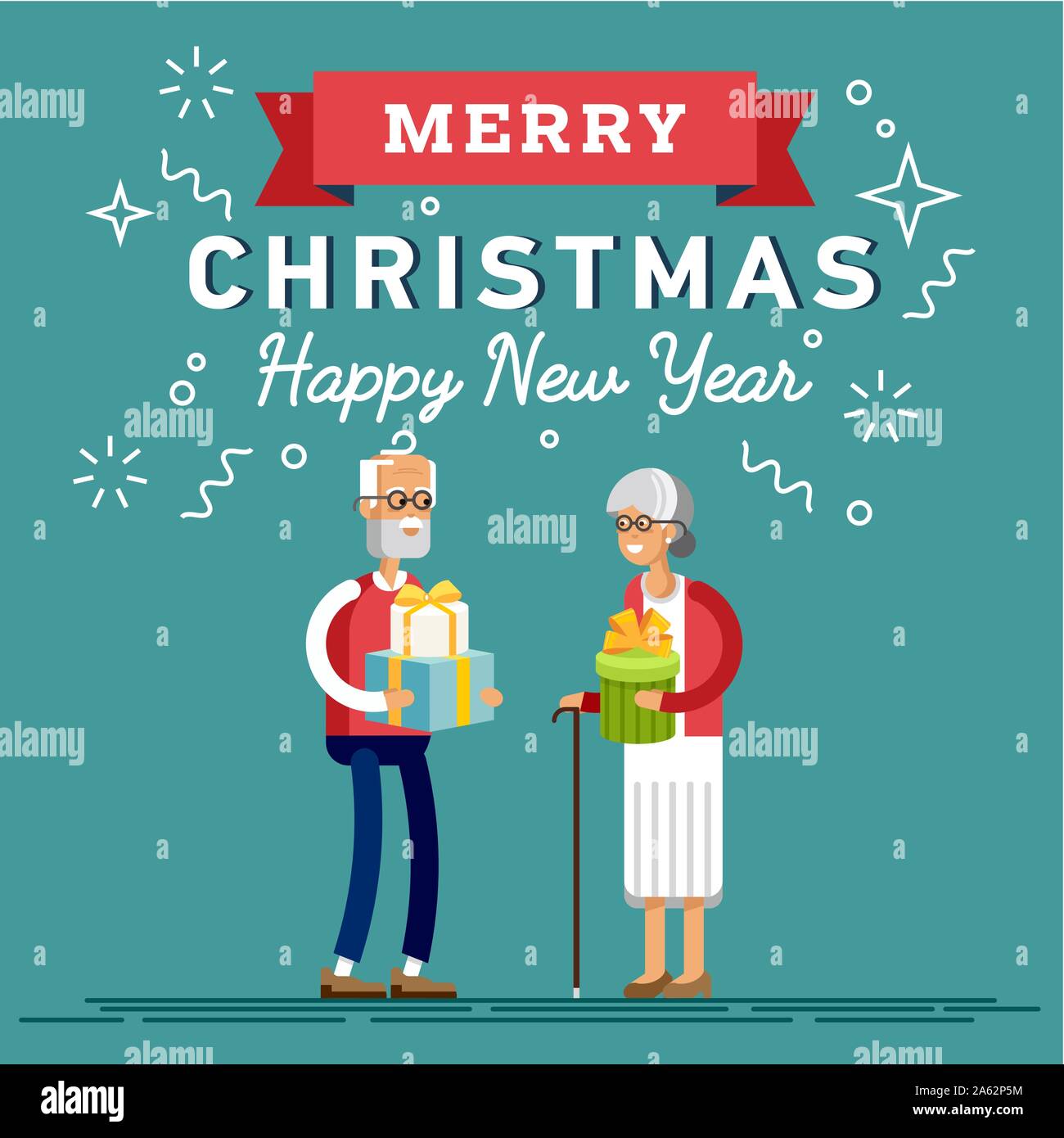 Christmas man and women illustration Stock Vector Images - Alamy