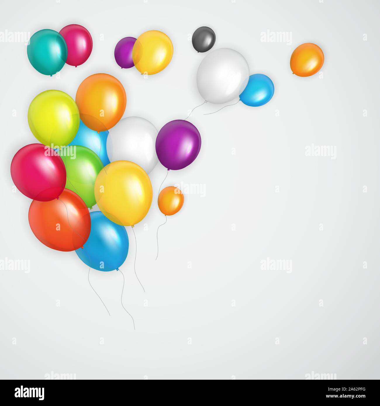 Group of Colour Glossy Helium Balloons Background. Set of Balloons for ...