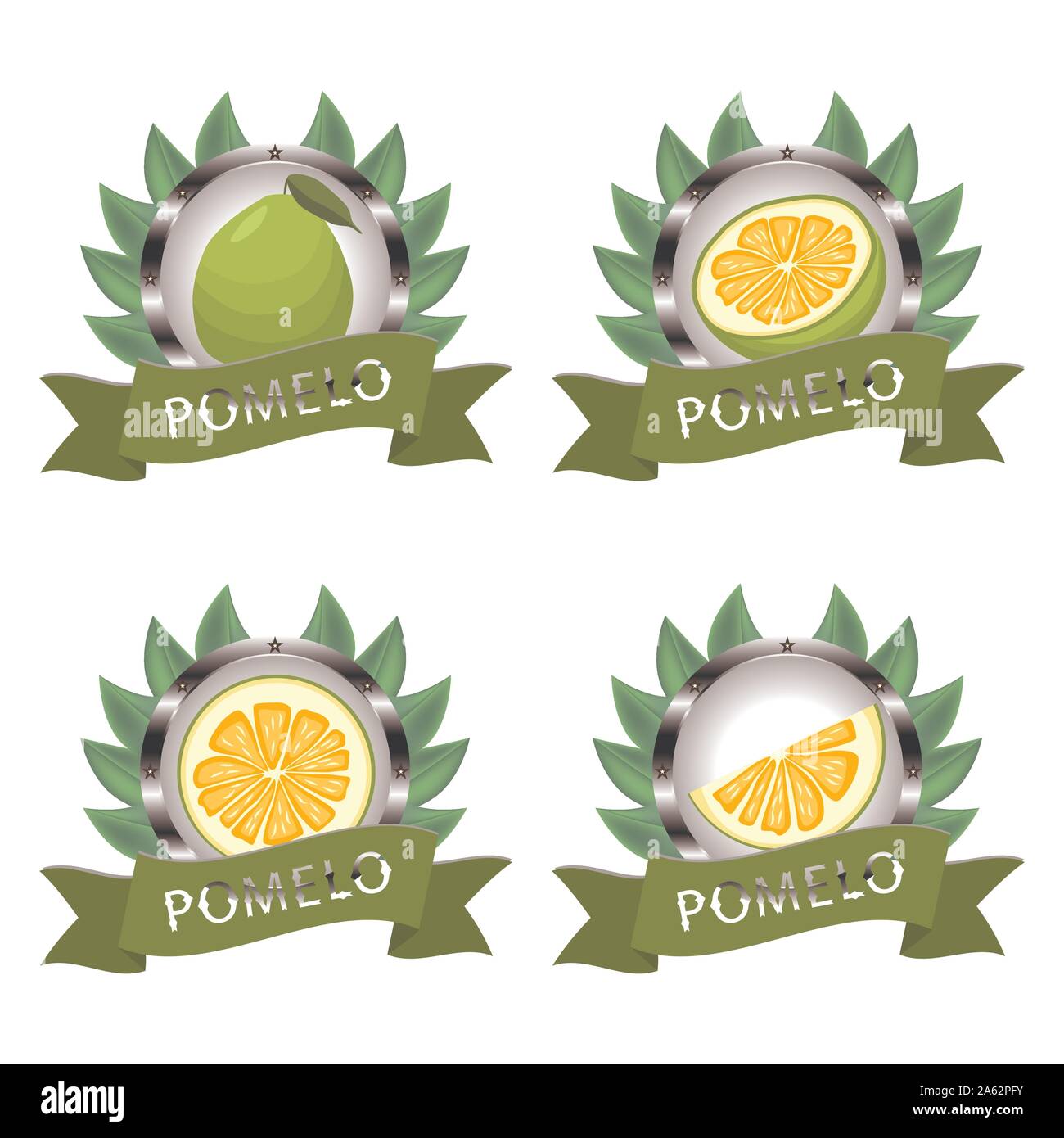 Abstract vector icon illustration logo for whole ripe citrus fruit ...