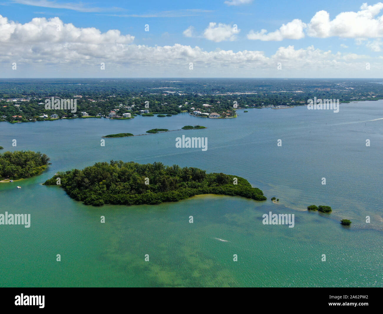 Aerial view of Siesta Key, barrier island in the Gulf of Mexico, coast ...