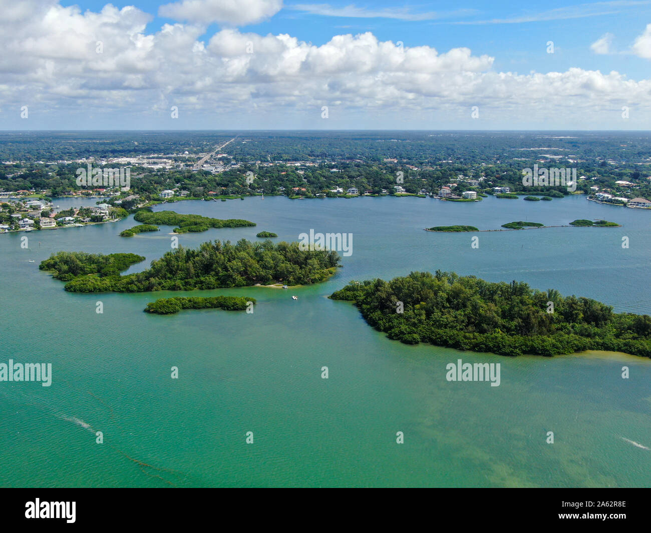 Aerial view of Siesta Key, barrier island in the Gulf of Mexico, coast ...