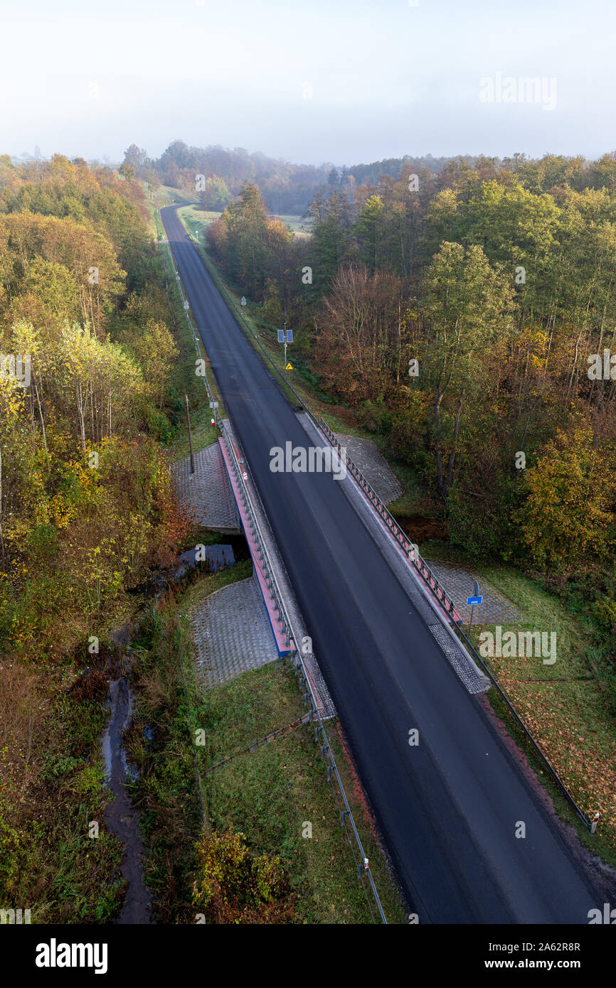 Asphalt road for cars seen from the bridge. Transport route in Central ...