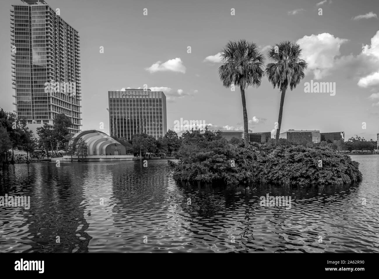 Orlando, Florida. October 12, 2019. Panoramic view of little island ...