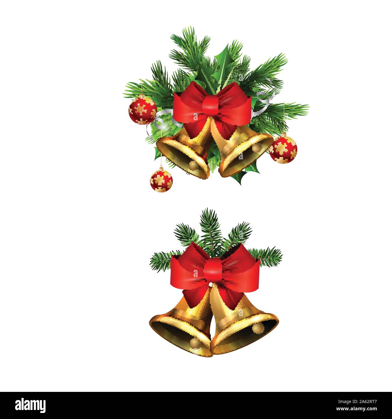 Vector christmas bells with christmas tree decorations Stock Vector ...