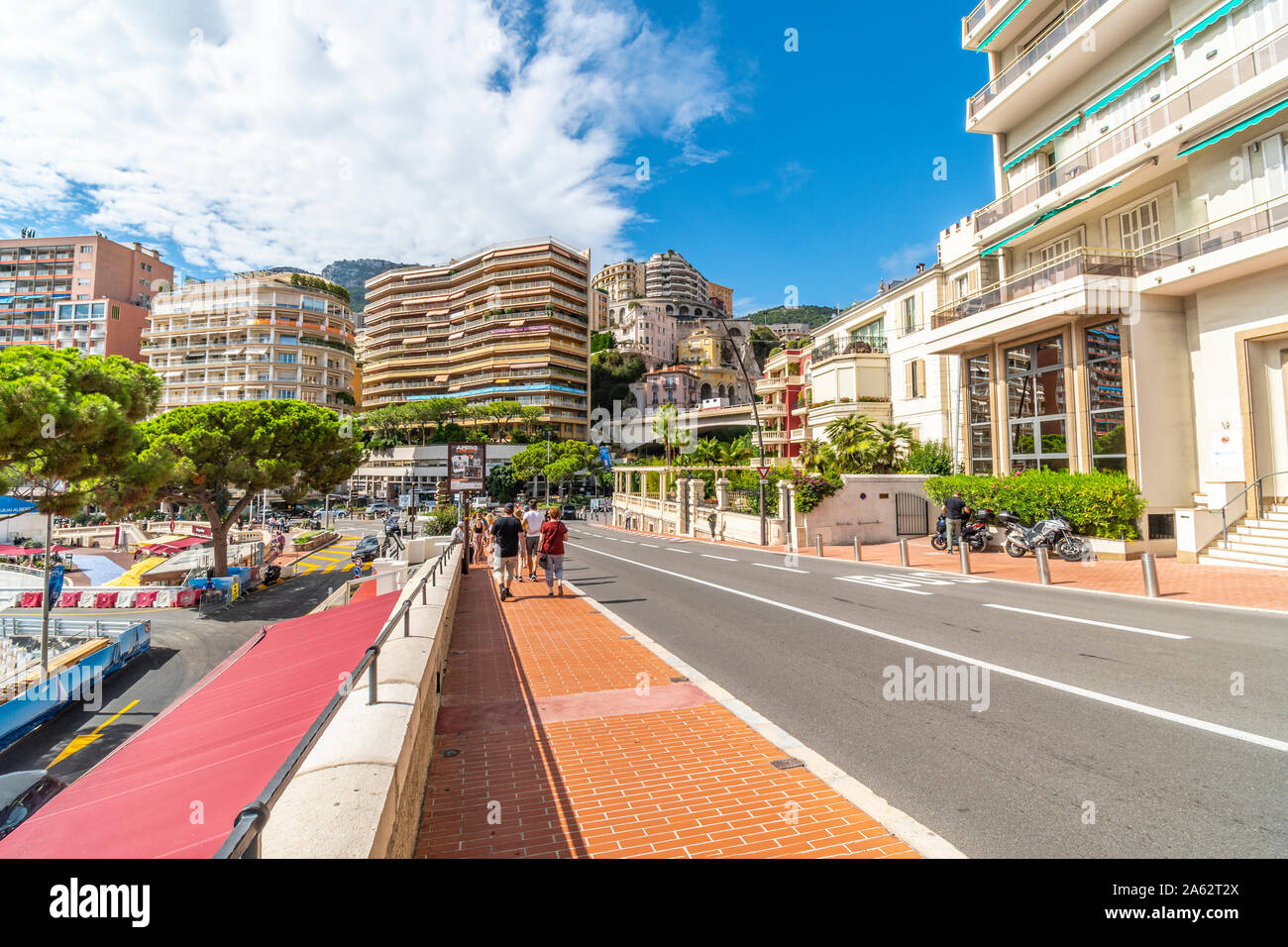 Pedestrians walk the Grand Prix street circuit near St Devote in Monte ...