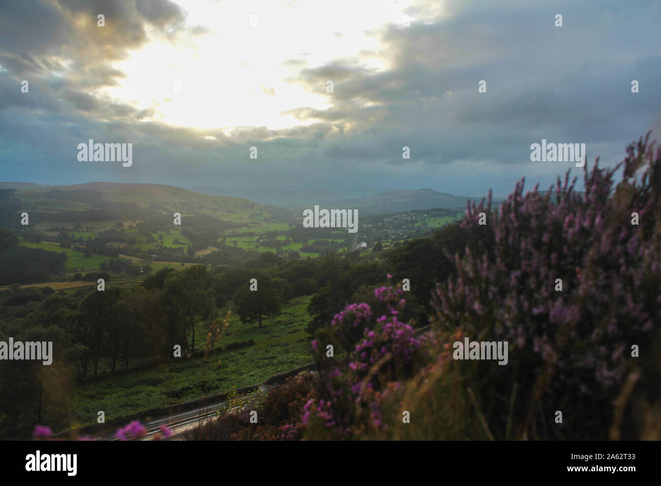 View down Hope Valley towards Hathersage from Surprise View in the Peak ...