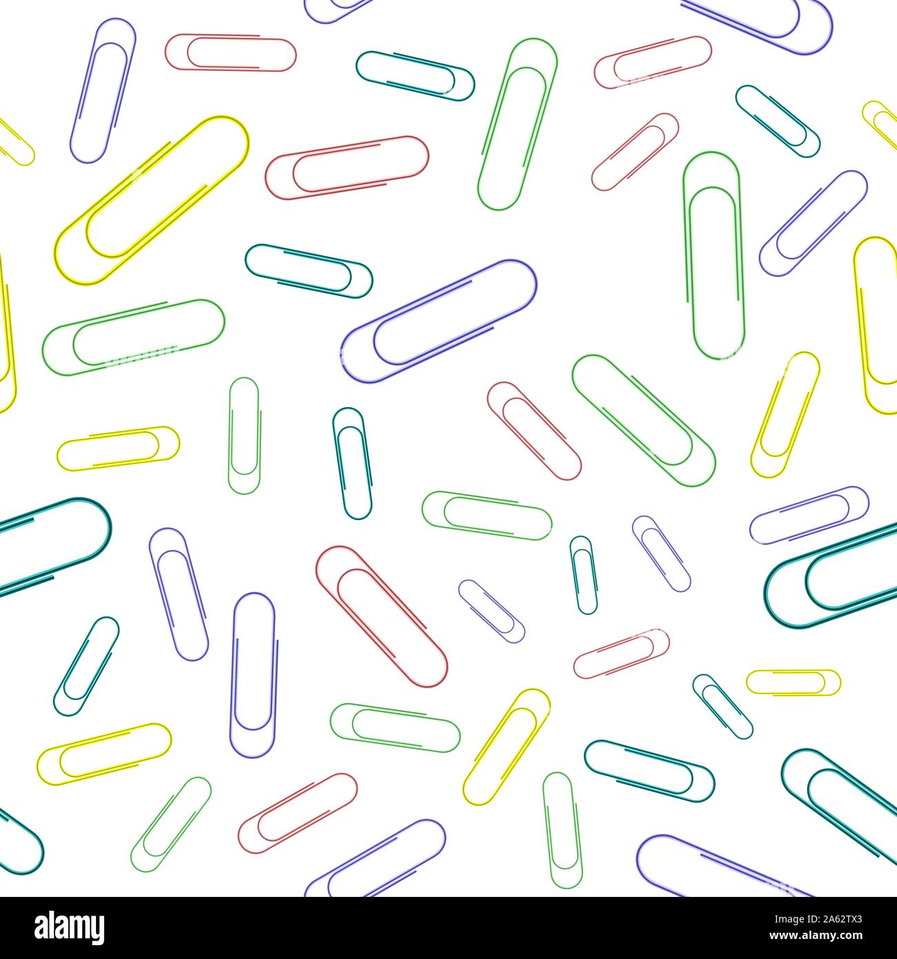 Colorful Paper Clip Seamless Pattern Isolated on White Background ...