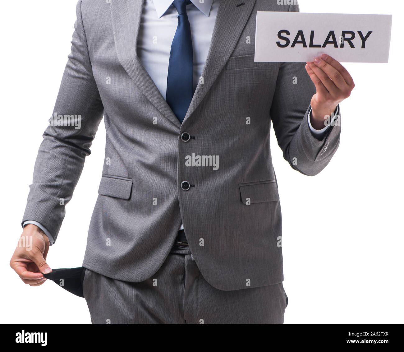 Businessman asking for salary increase isolated on white background ...