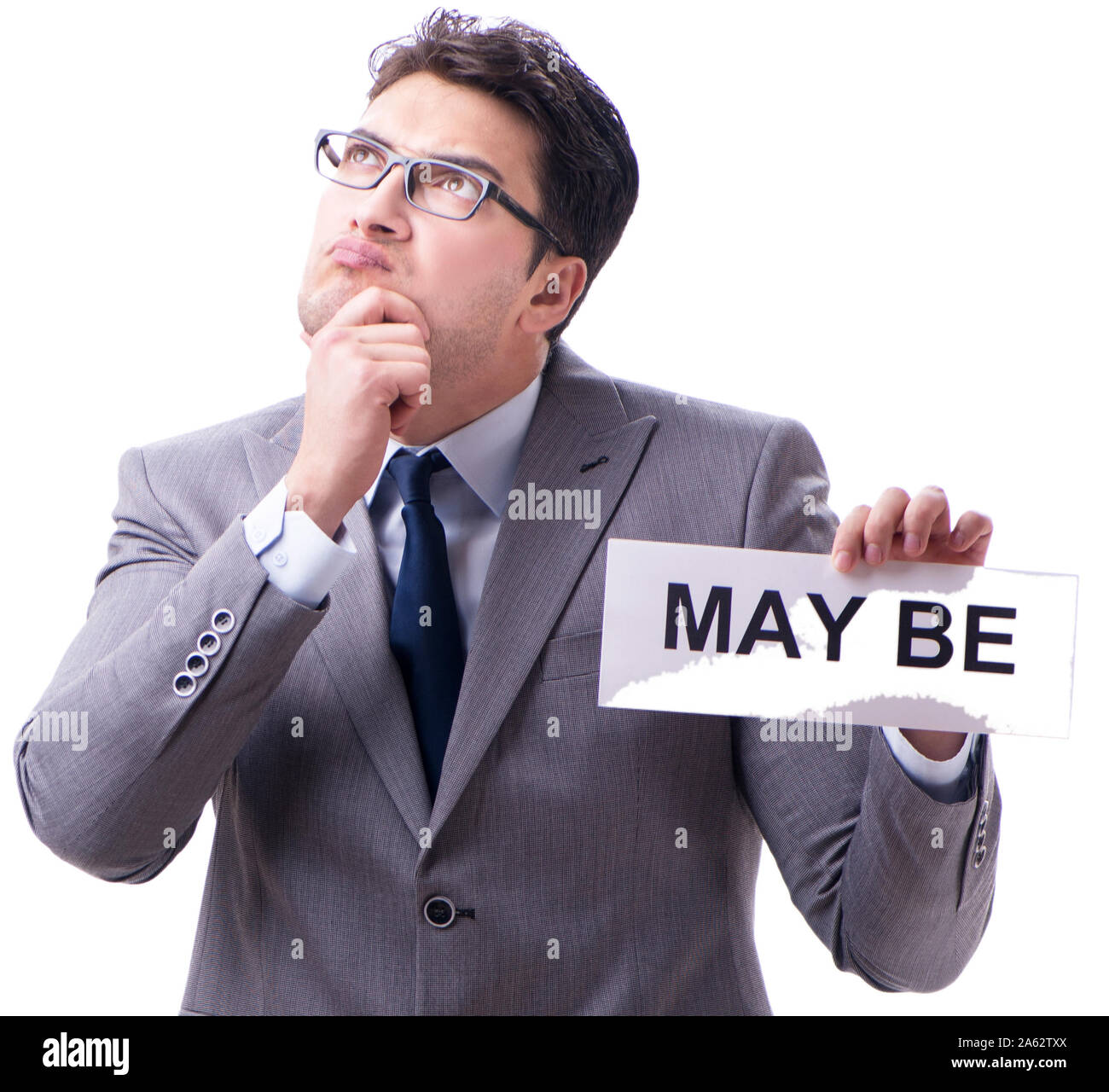 The businessman saying may be isolated on white background Stock Photo ...