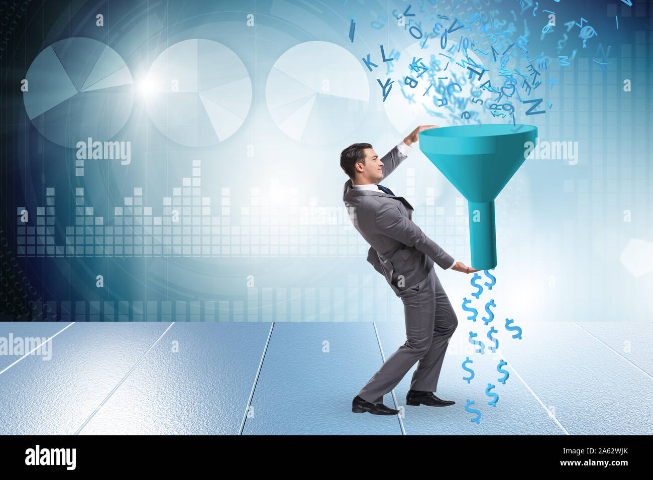 Data monetization concept with the funnel and businessman Stock Photo ...