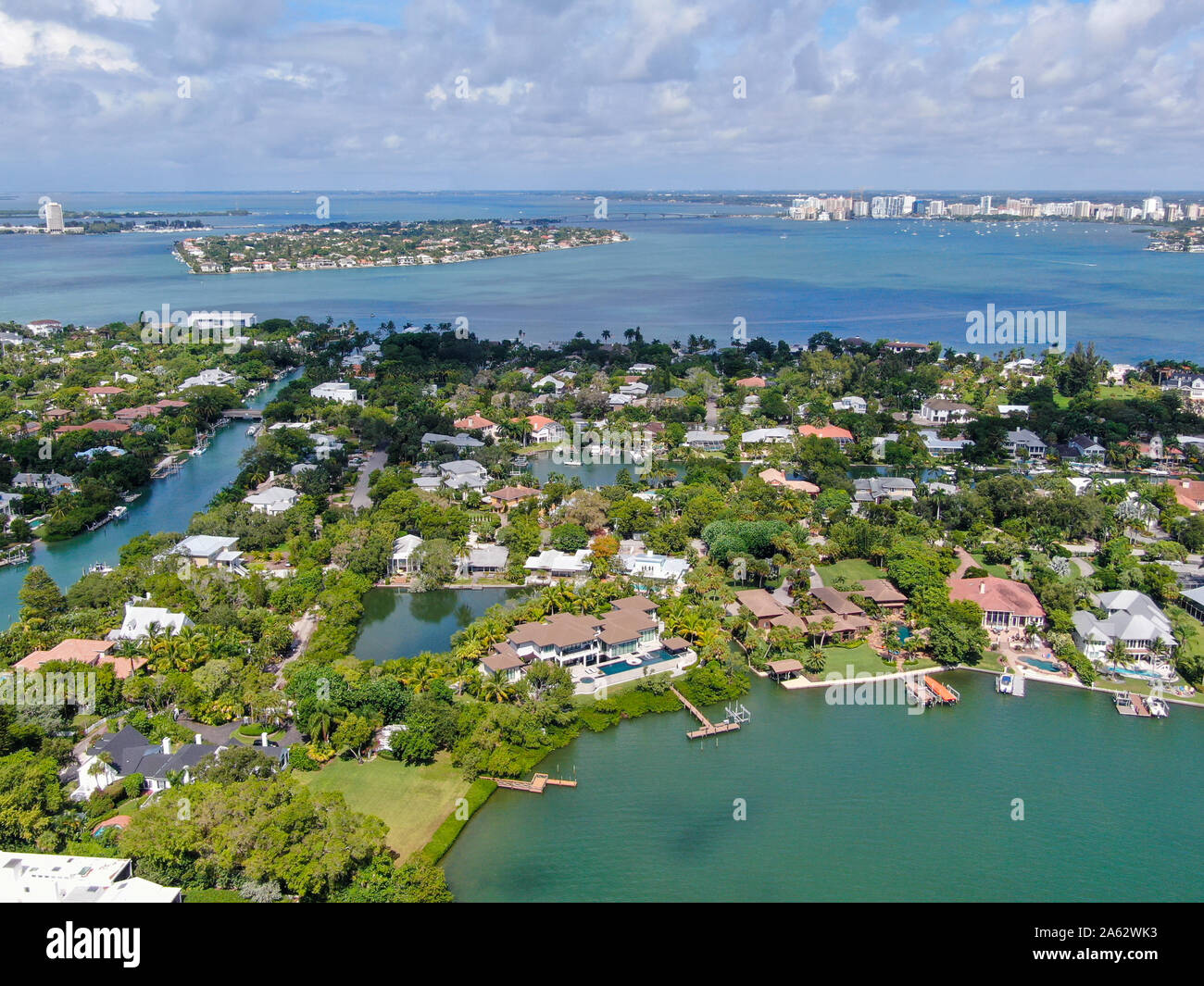 Aerial view of Siesta Key, barrier island in the Gulf of Mexico, coast ...