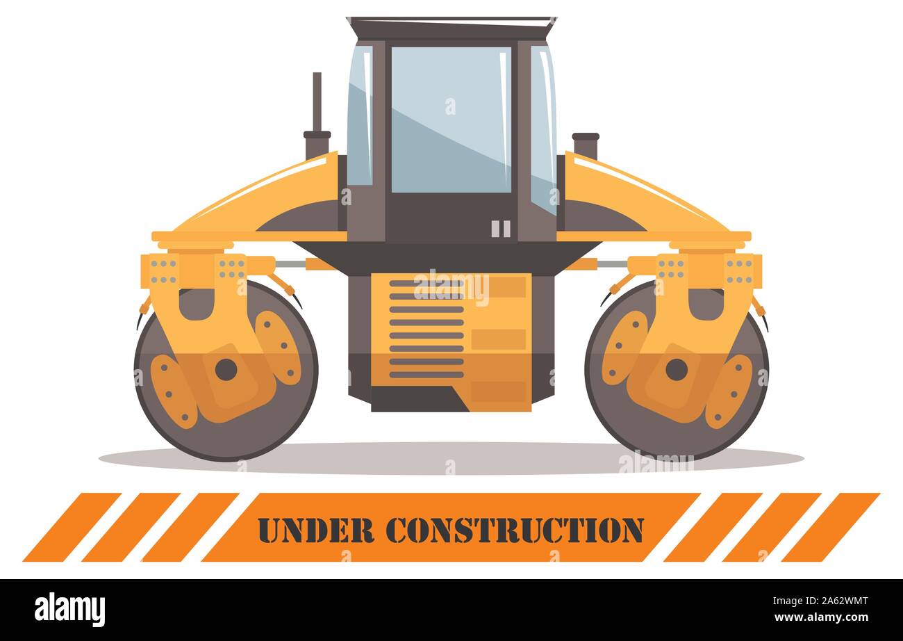 Compactor. Detailed illustration of heavy construction machine and ...