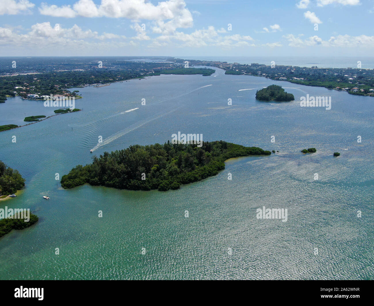 Aerial view of Siesta Key, barrier island in the Gulf of Mexico, coast ...