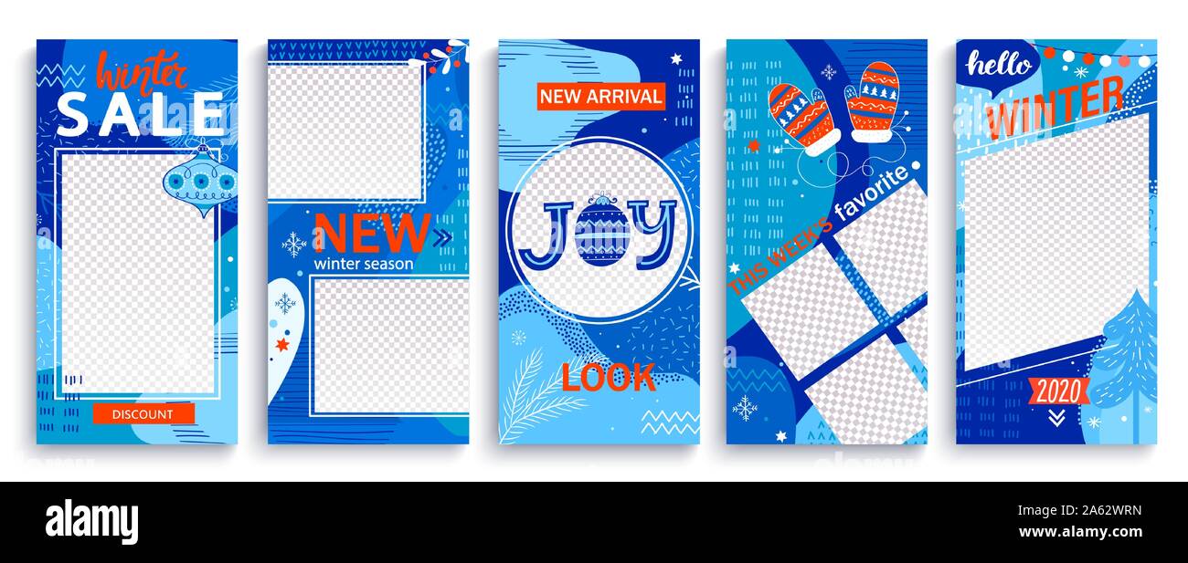 Set of winter abstract insta templates Stock Vector Image & Art - Alamy