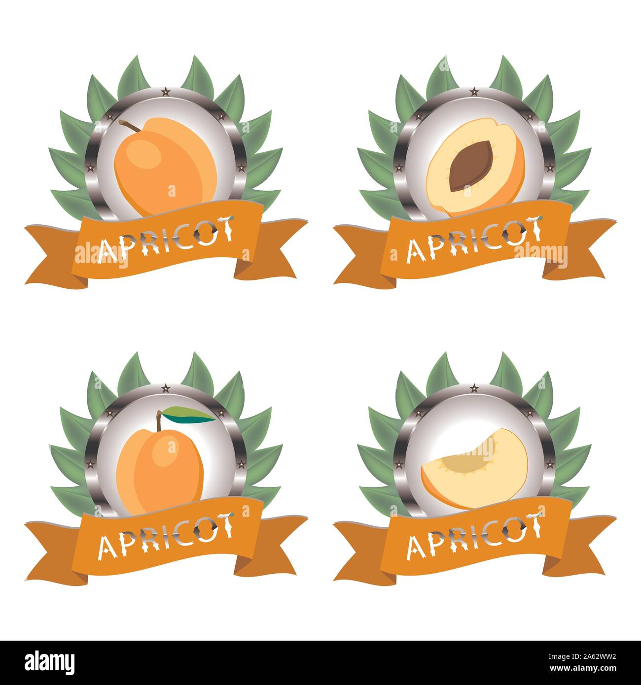 Ripe half apricot icon Stock Vector Images - Alamy