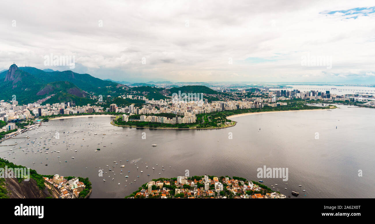 View of Botafogo neighborhood and mountains in Rio de Janeiro in summer ...