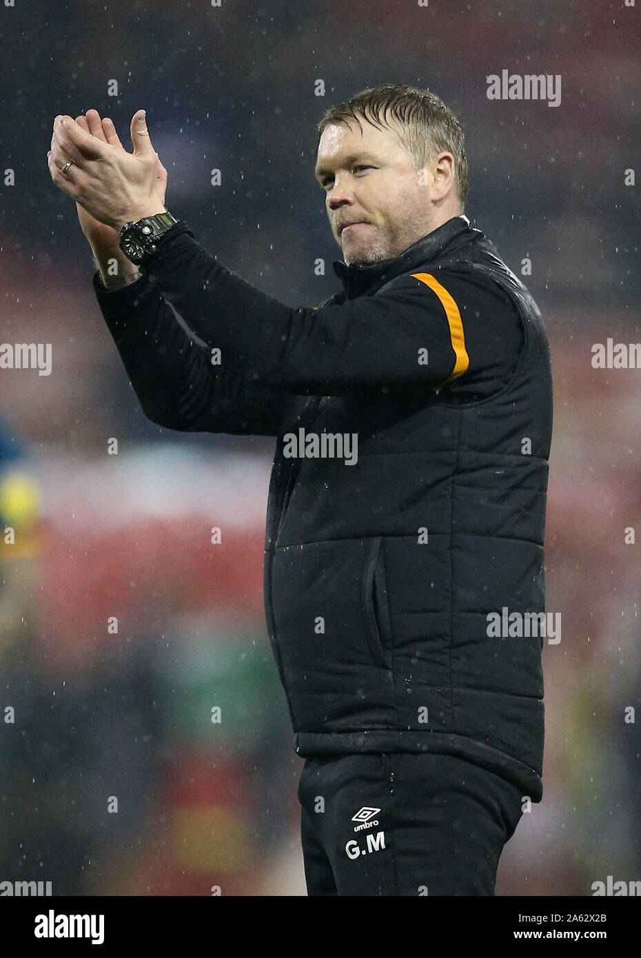 Hull City manager Grant McCann celebrates after the final whistle ...