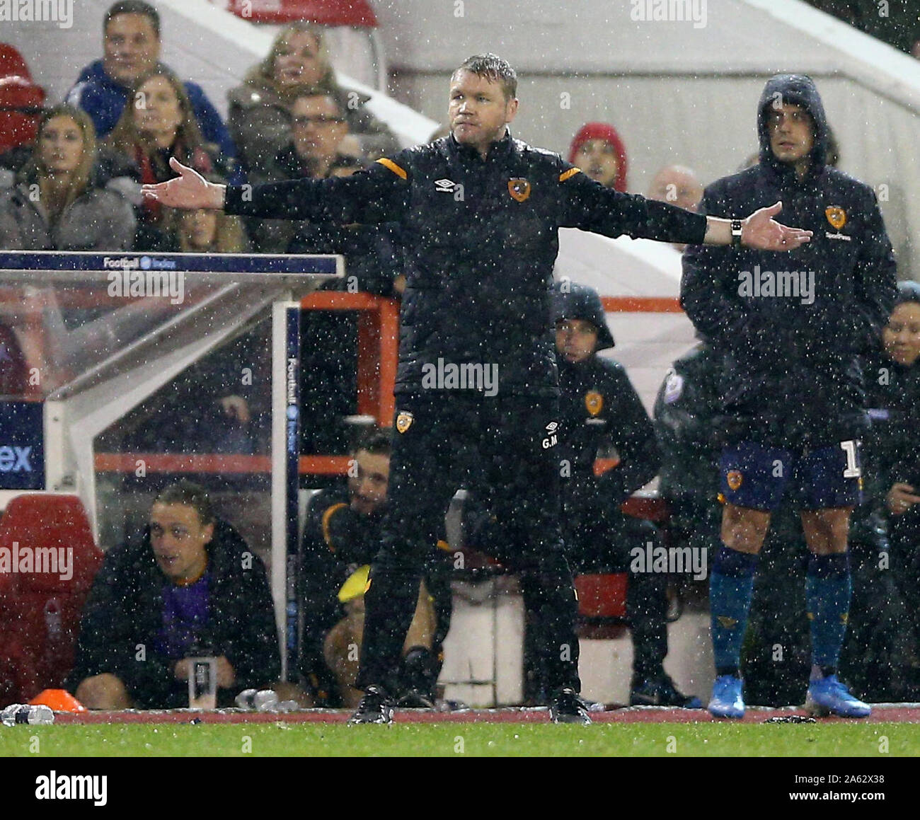 Hull City manager Grant McCann gestures on the touchline during the Sky ...