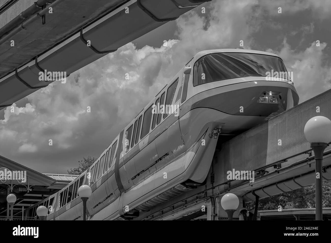 Orlando, Florida. May 10, 2019. Top view of Monorail in Magic Kingdom ...