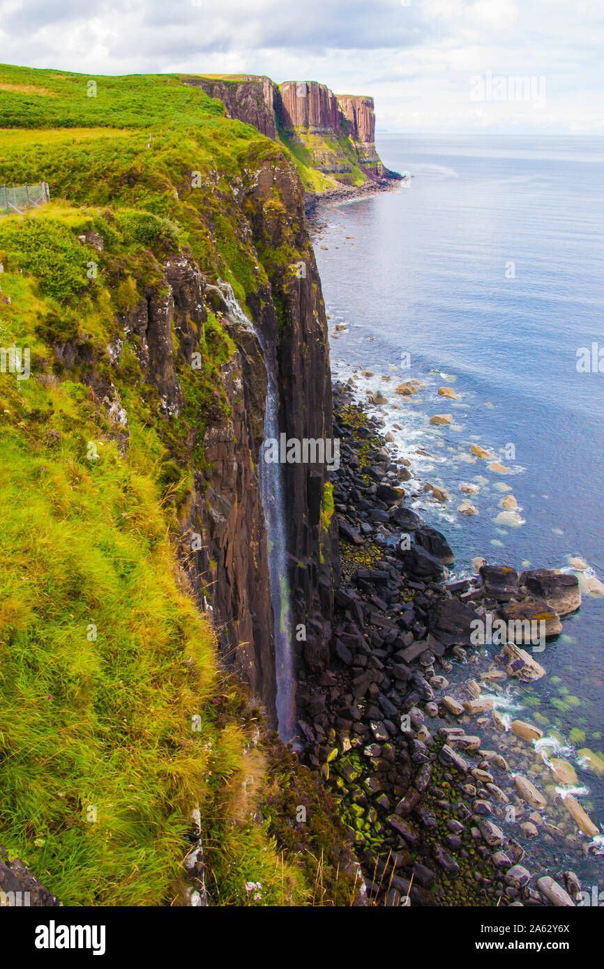 Waterfall Coastline cliff of Isle of Skye, Scotland, United Kingdom ...