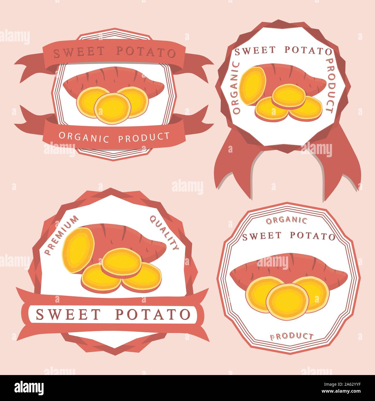 Abstract vector icon illustration logo for whole vegetable sweet potato ...