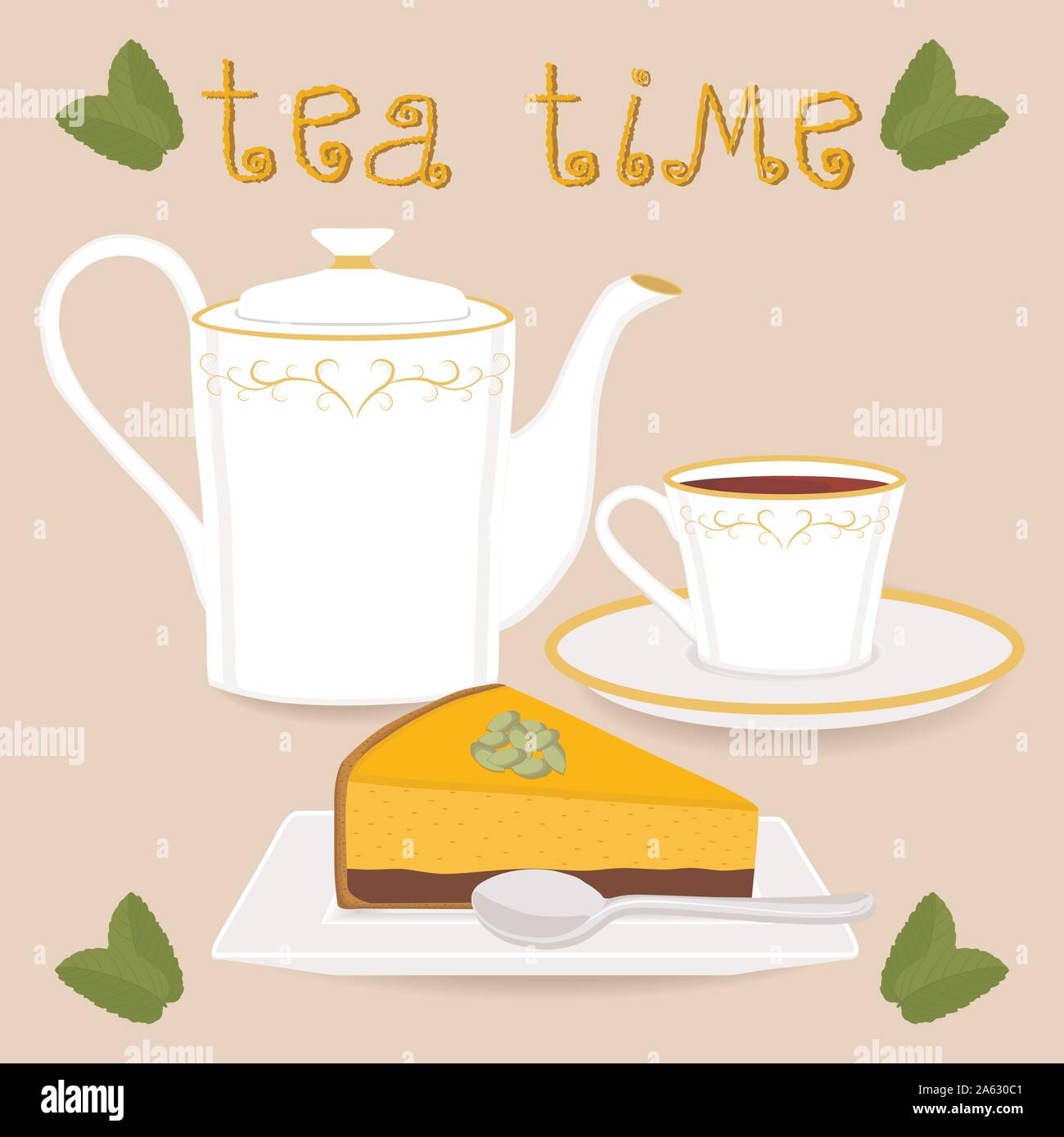 Teapot tea cup slice Stock Vector Images - Alamy