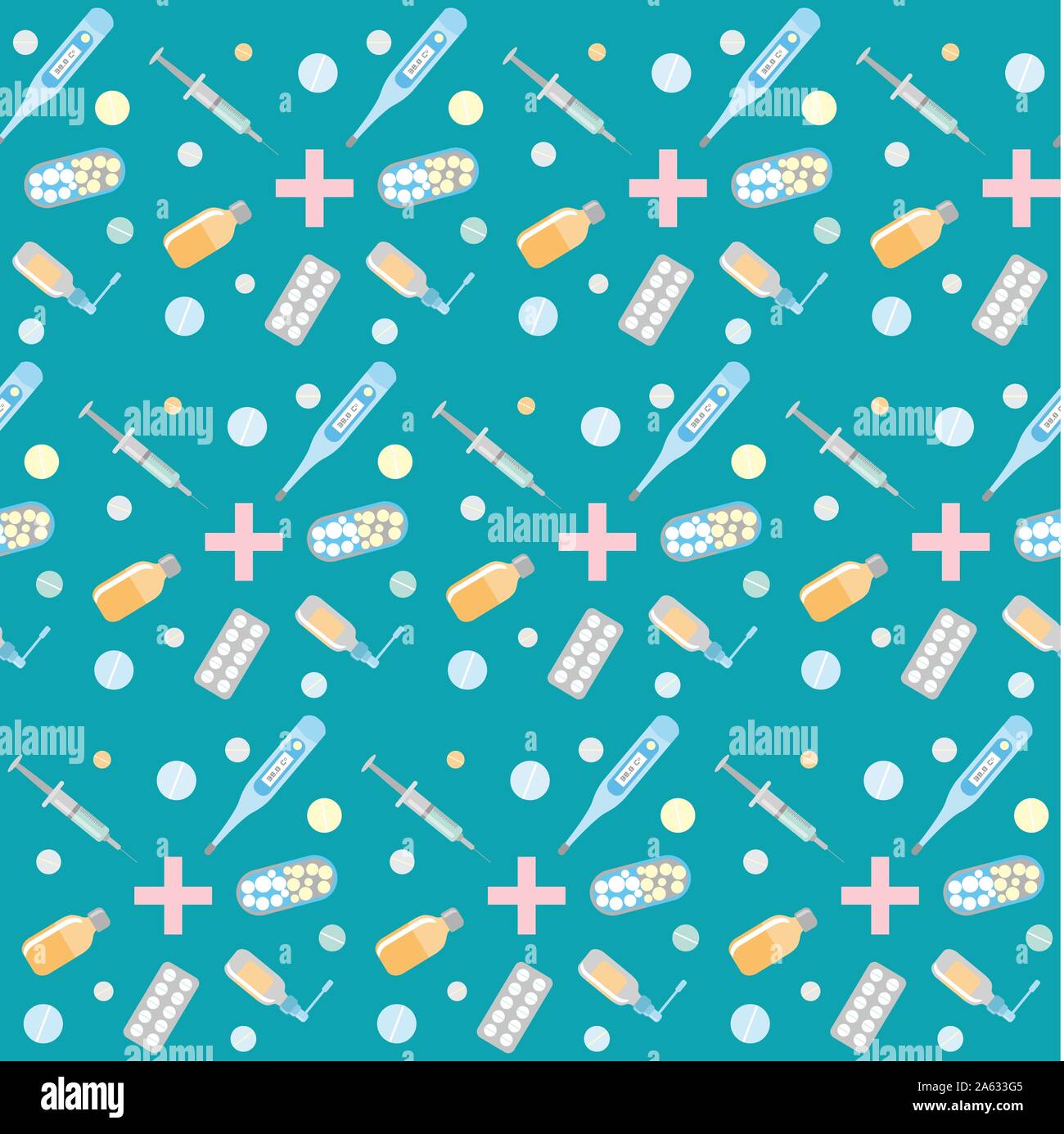 Abstract background health medicine tablet patch syringe seamless ...