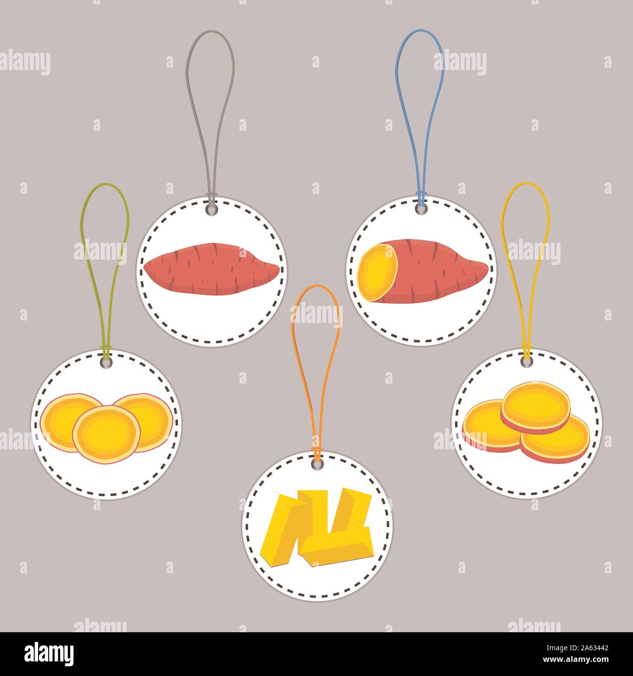 Abstract vector icon illustration logo for whole vegetable sweet potato ...