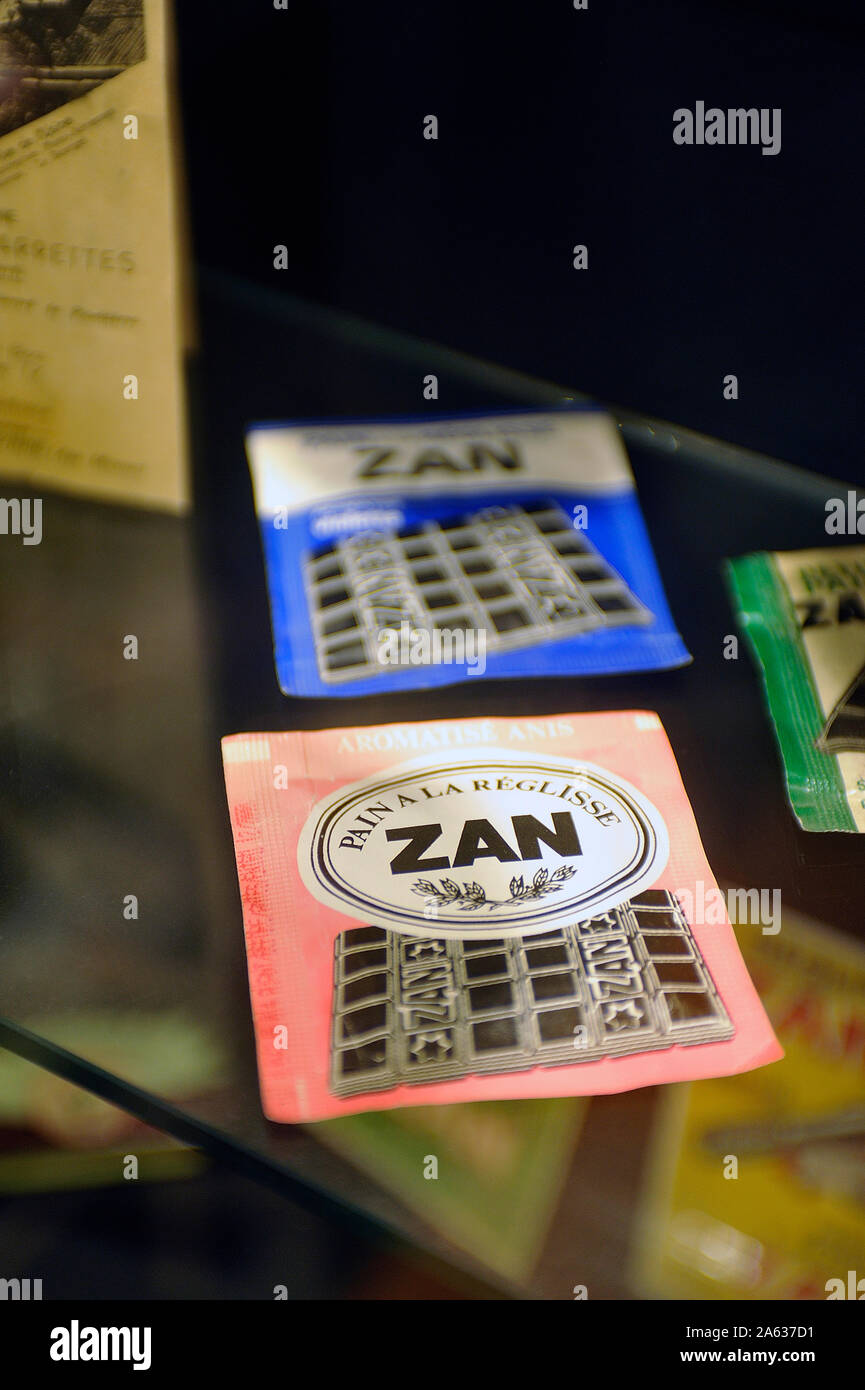 The old zan liquorice tablets at the Haribo museum in Uzes in the ...