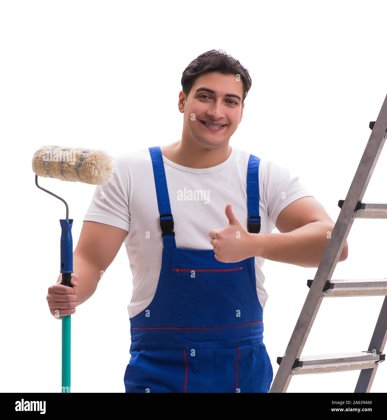 The young painter contractor isolated on white background Stock Photo ...