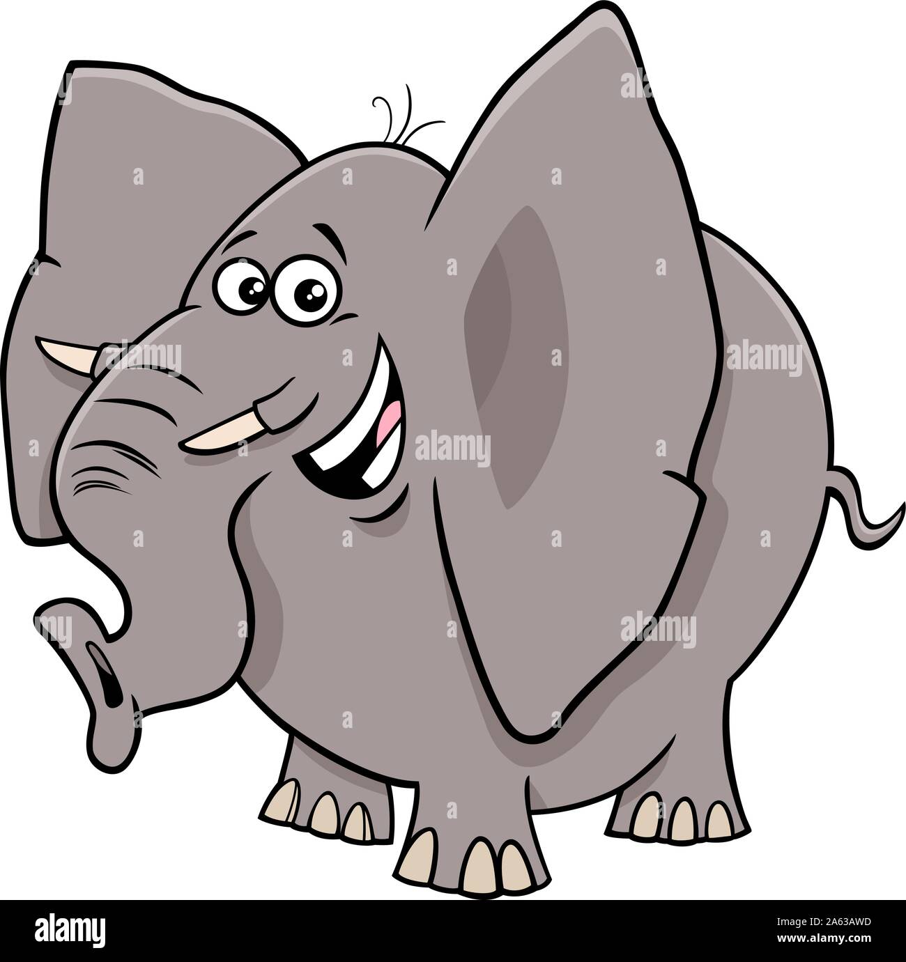 Cartoon Illustration of Funny African Elephant Comic Animal Character ...