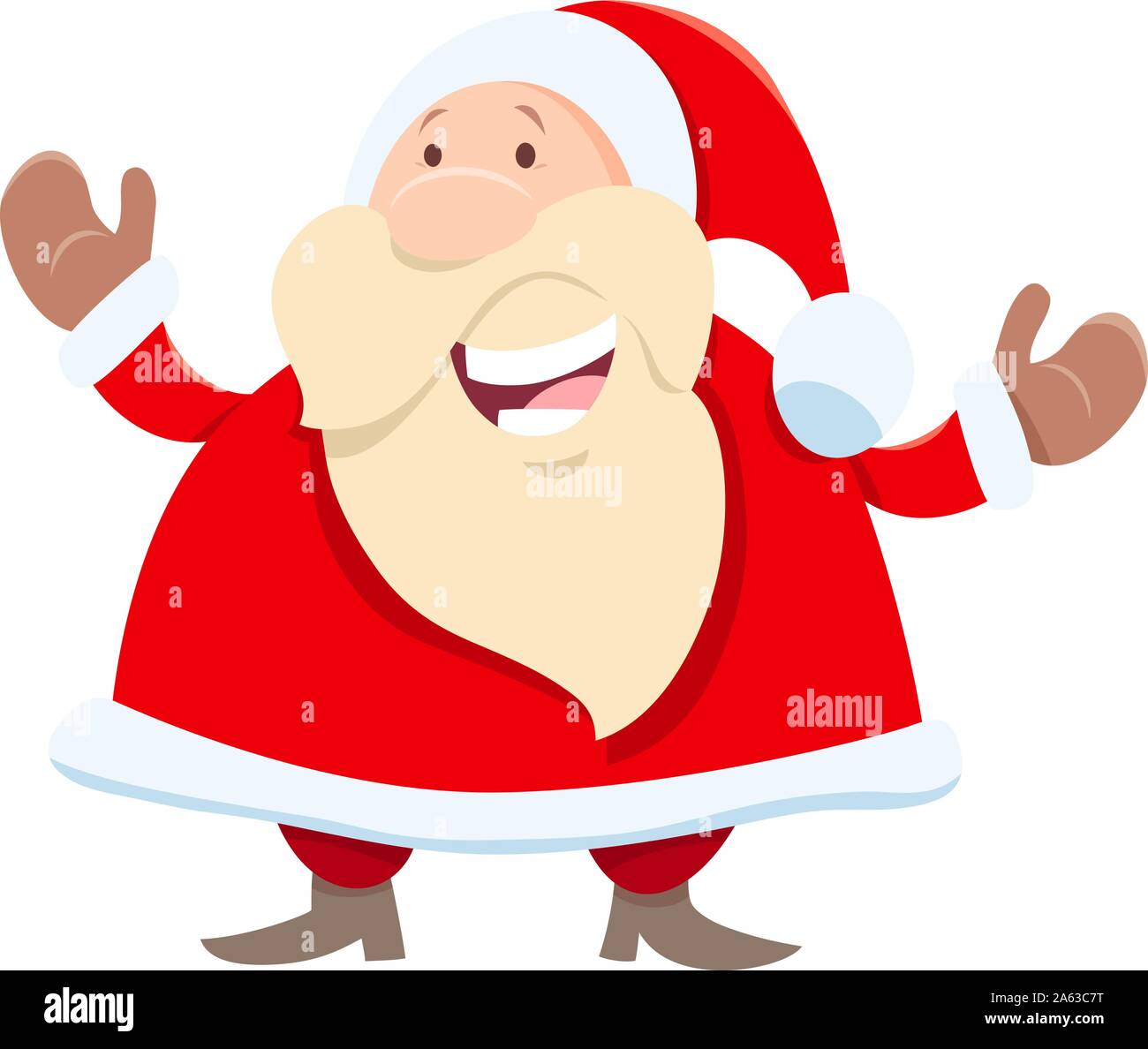 Cartoon Illustration of Funny Santa Claus Character with open Arms on Christmas Time Stock ...