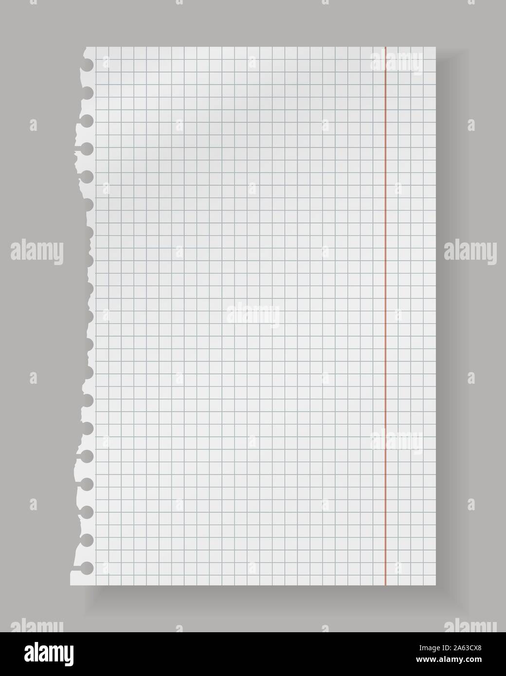 Torn, ripped and squared note, notebook paper sheet with soft shadow ...