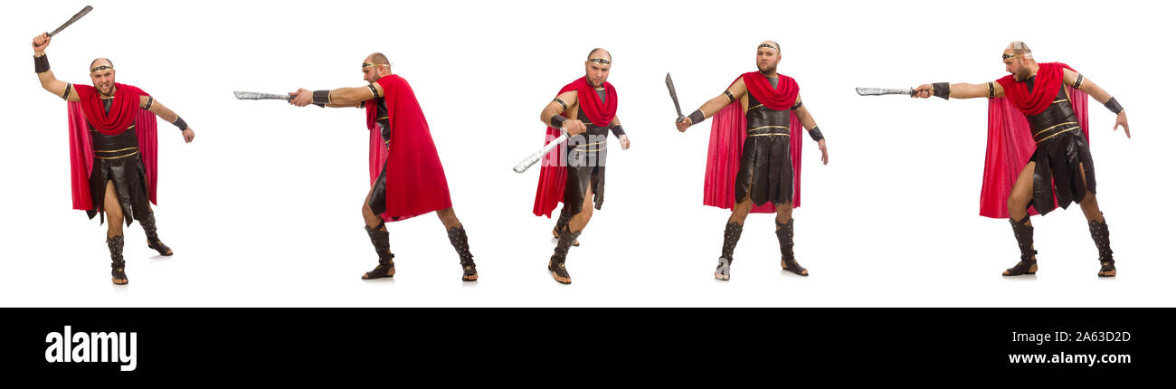 The gladiator isolated on white background Stock Photo - Alamy